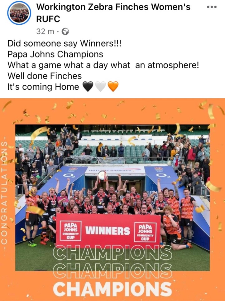 Workington Zebra Rugby Union Finches Seal Cup Run With Twickenham Win ...